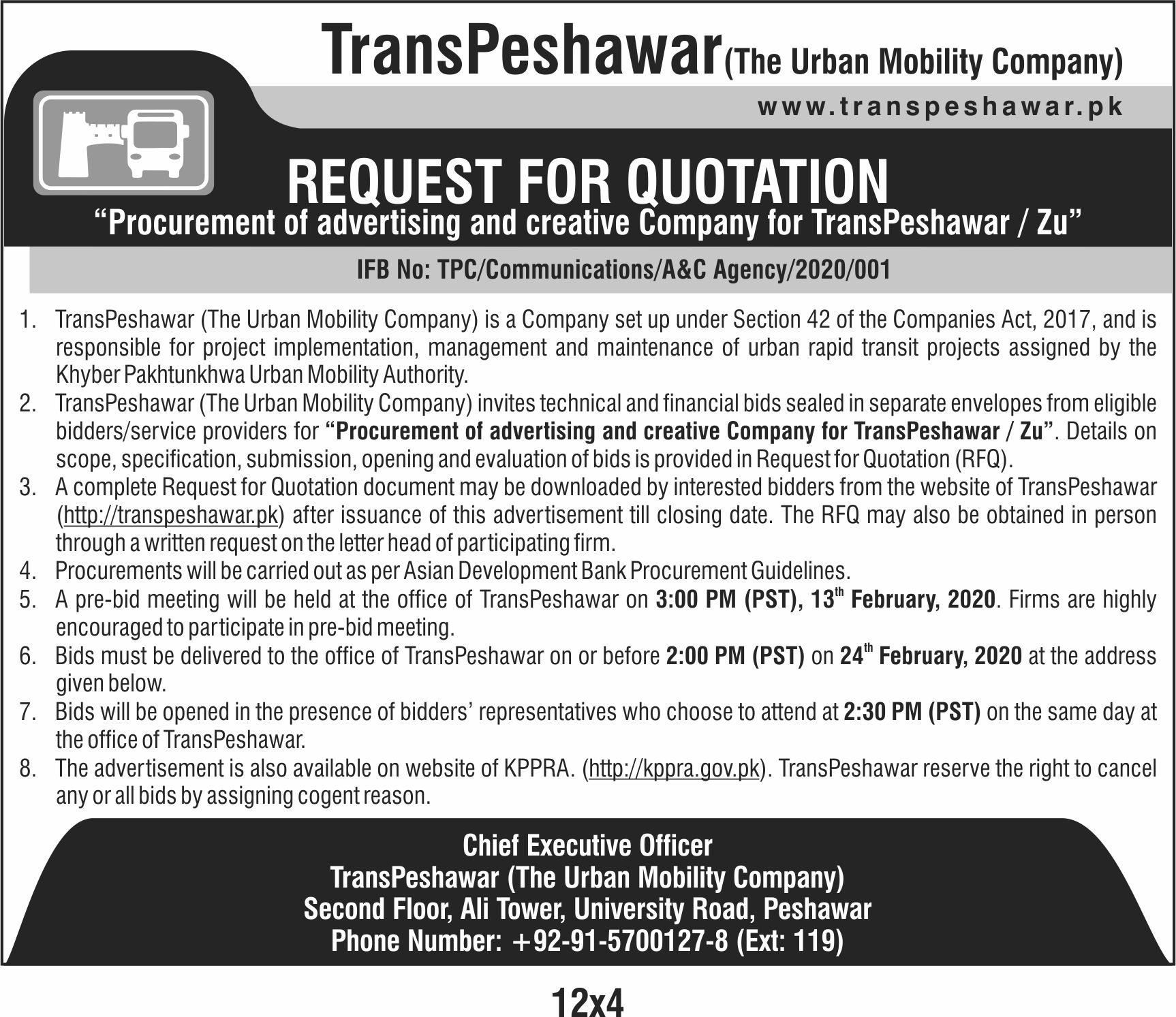 Tender - Zu Peshawar